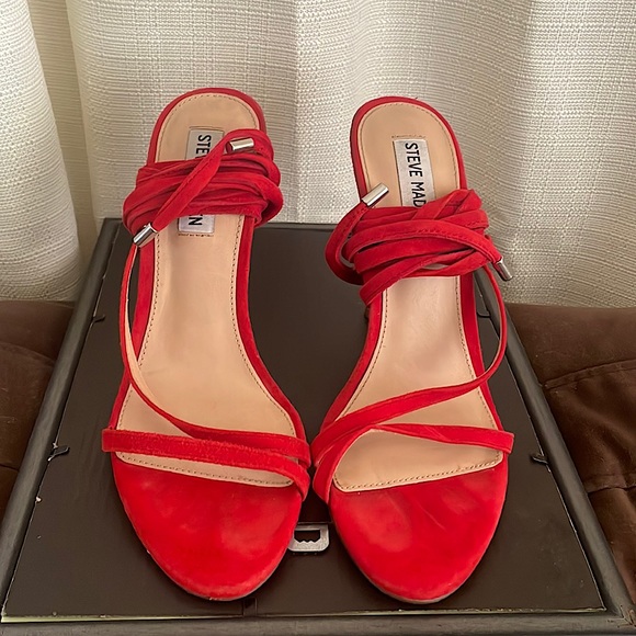 Steve Madden | Shoes | Suede Red Steve Madden Spring Summer Heel | Poshmark